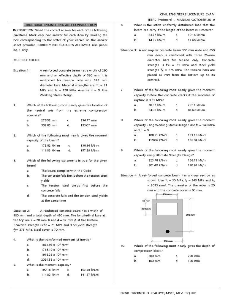 Civil Engineering Exam Practice Problems | PDF