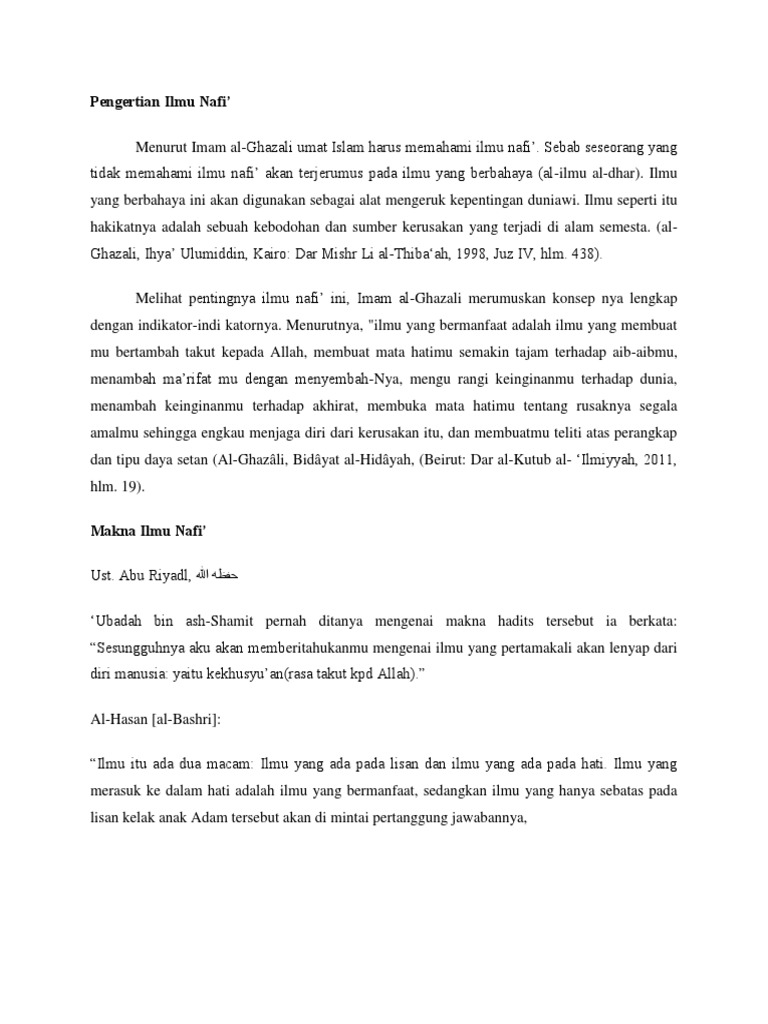 Ilmu Nafi (Ma'had) | PDF | Agama & Spiritualitas | Filsafat