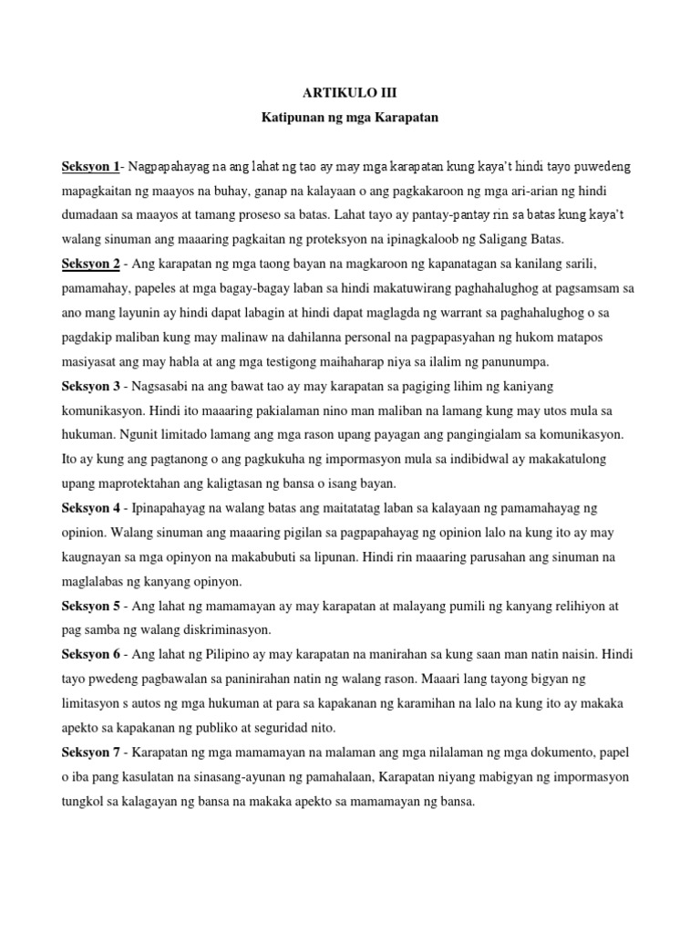 ARTIKULO III at IV | PDF
