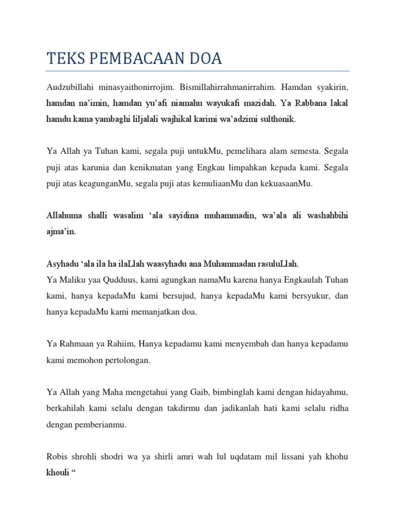 Teks Pembacaan Doa | PDF