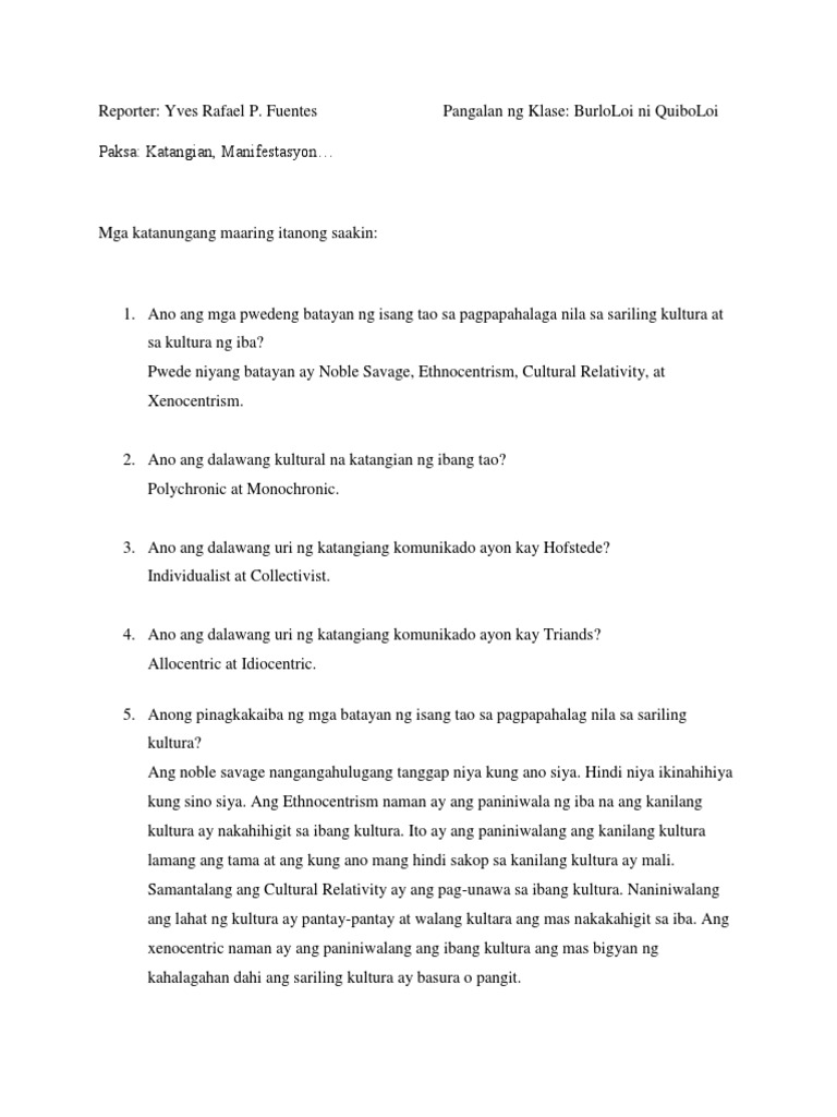 FIlipino Report | PDF