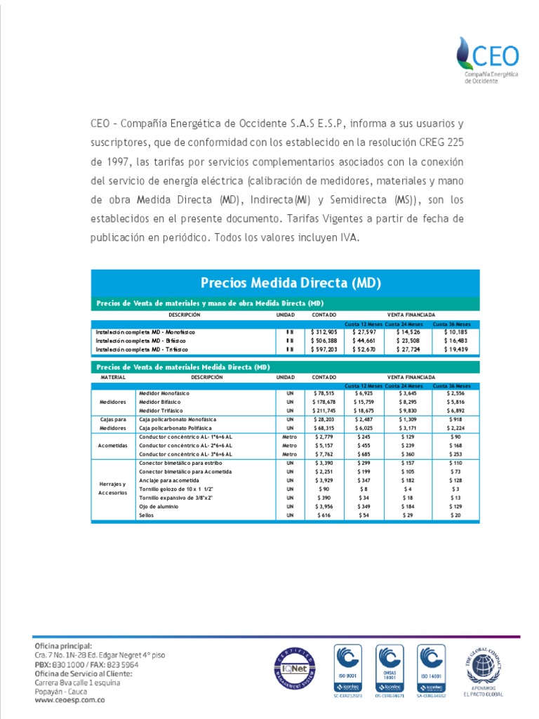 Precios Medida Indirecta | PDF