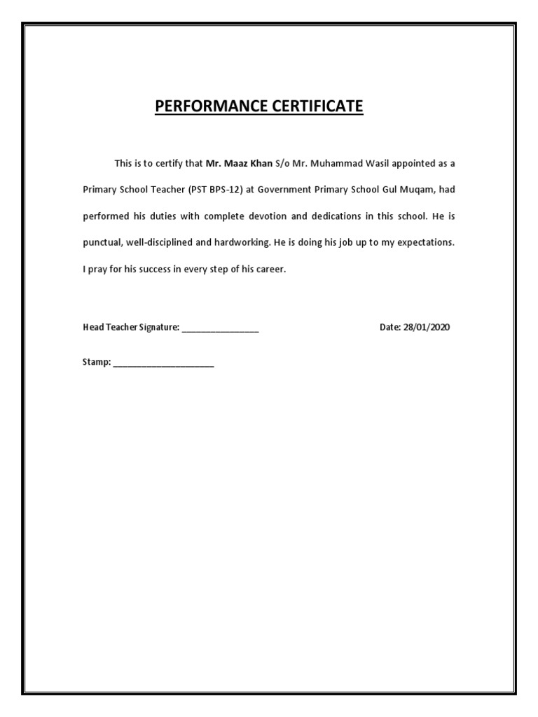 Performance Certificate | PDF