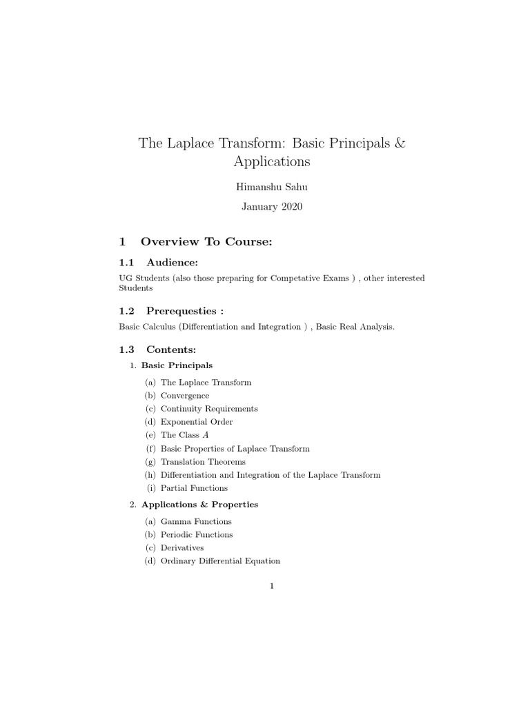 The Laplace Transform | PDF | Teaching Methods & Materials | Science & Mathematics
