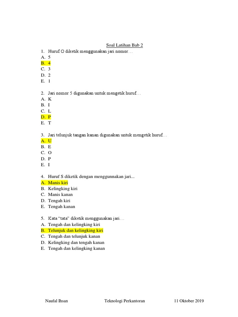 Soal Lat Bab 2 TKN | PDF | Seni & Disiplin Bahasa | Game & Aktivitas