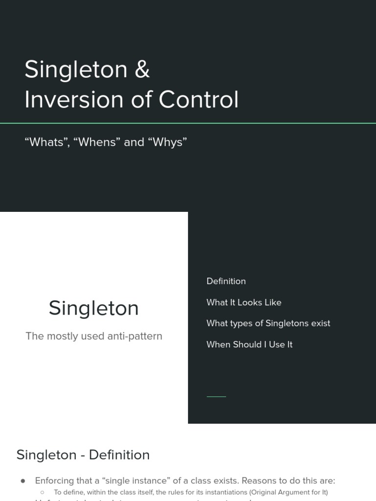 OUG - Design Pattern - Singleton and Inversion of Control PDF | PDF