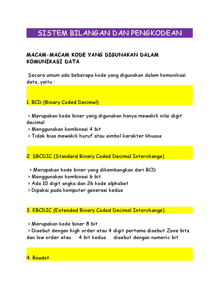 Sistem Bilangan Dan Pengkodean | PDF
