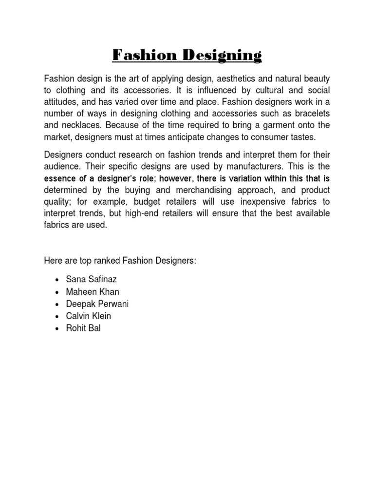 What Is Fashion Design | PDF