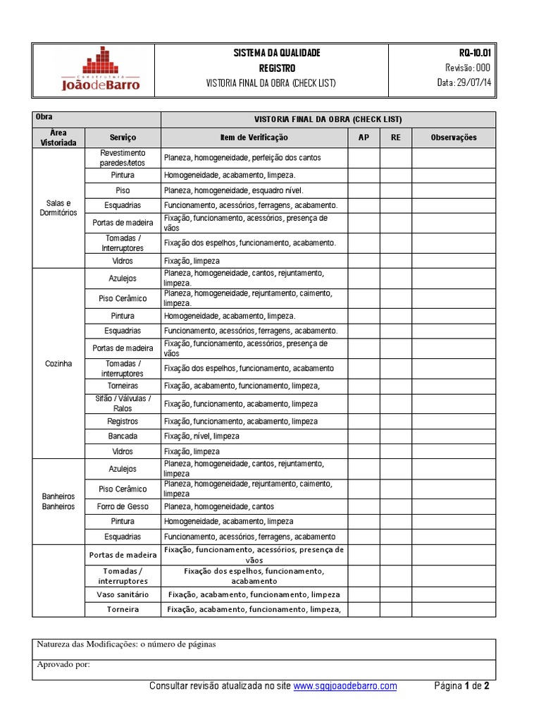 RQ-10.01 - Vistoria Final da Obra (Check List)2013 - R.000