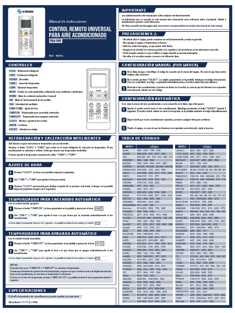 Manual Control Remoto Artico y RM-505 | PDF