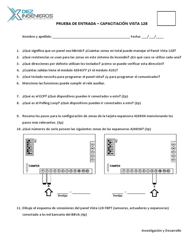 Prueba de Entrada - Honeywell Vista 128 | PDF | Informática | Tecnología