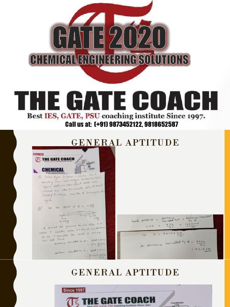GATE 2020 Chemical Engineering Solutions | PDF | Technology & Engineering