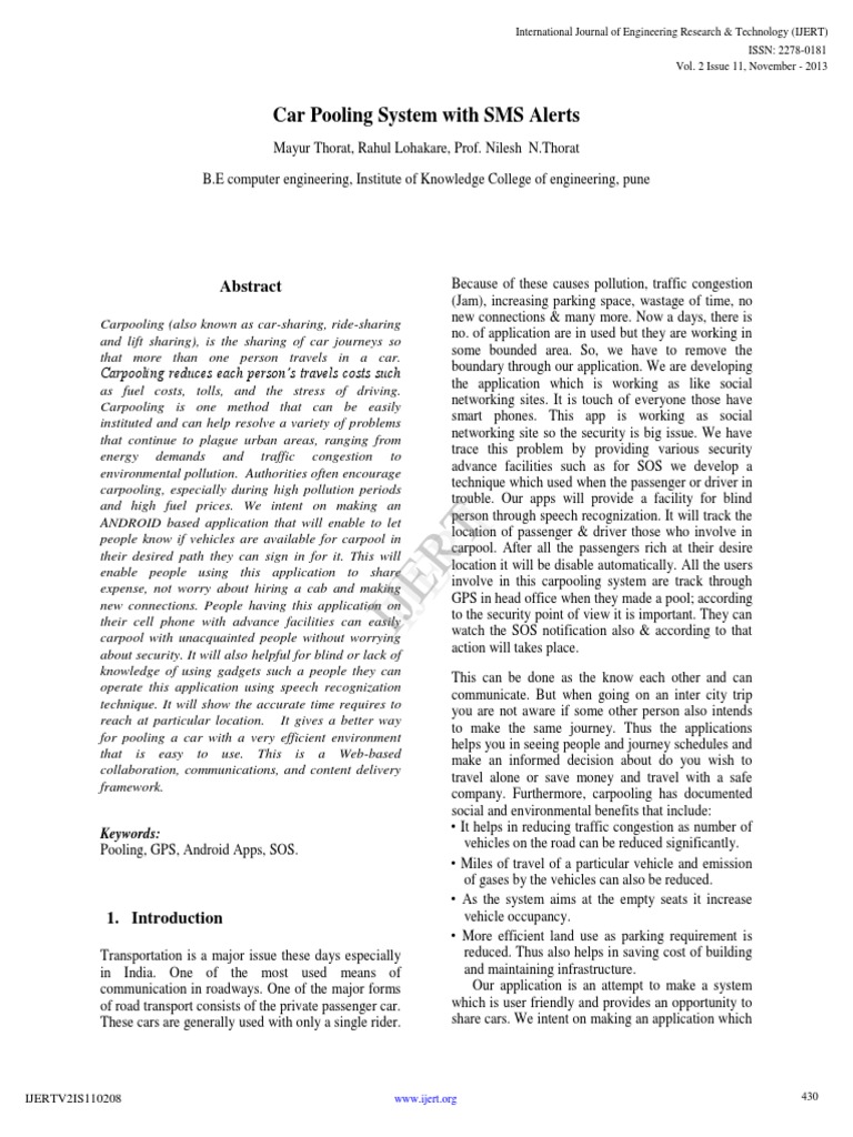 Carpool App with SMS & GPS Features | PDF | Technology & Engineering