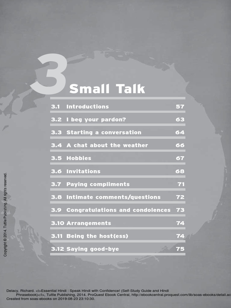 Essential Hindi: Speak Hindi With Confidence - 3 - Small Talk | PDF