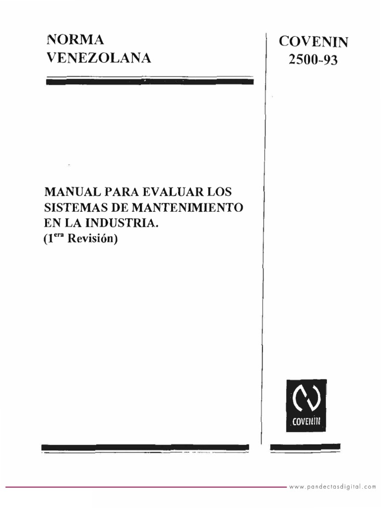 Manual COVENIN 2500-93 para Mantenimiento | PDF