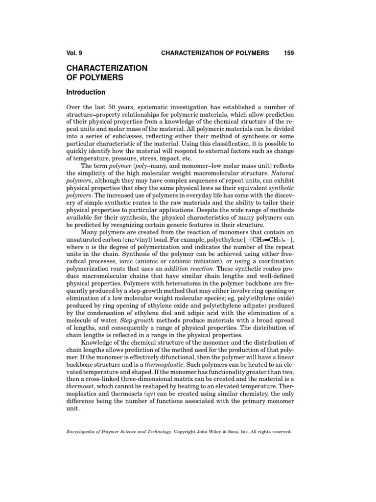 Characterization of Polymers | PDF | Polymers | Differential Scanning ...