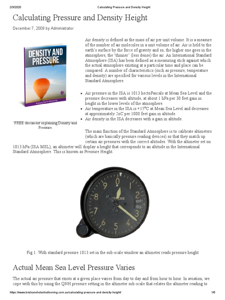 Pressure and Density Height Calculations | PDF