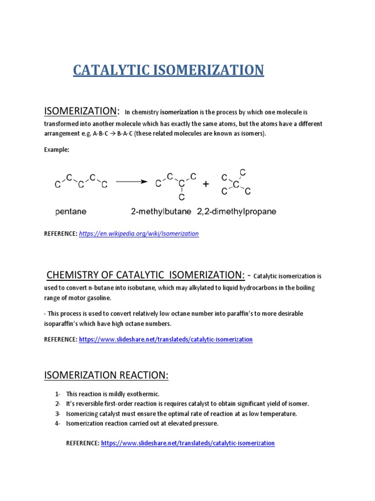 Catalytic Isomerization | PDF