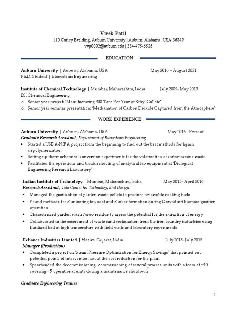 CV Vivek Patil | PDF