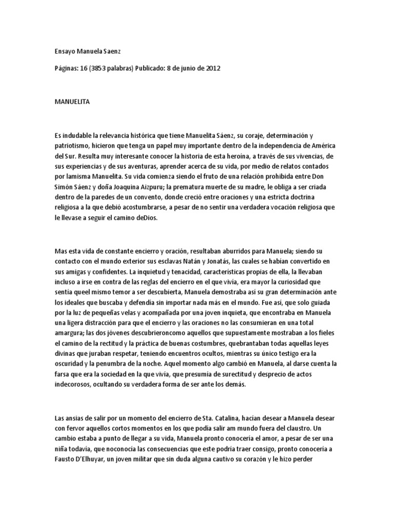 Ensayo Manuela Saenz | PDF