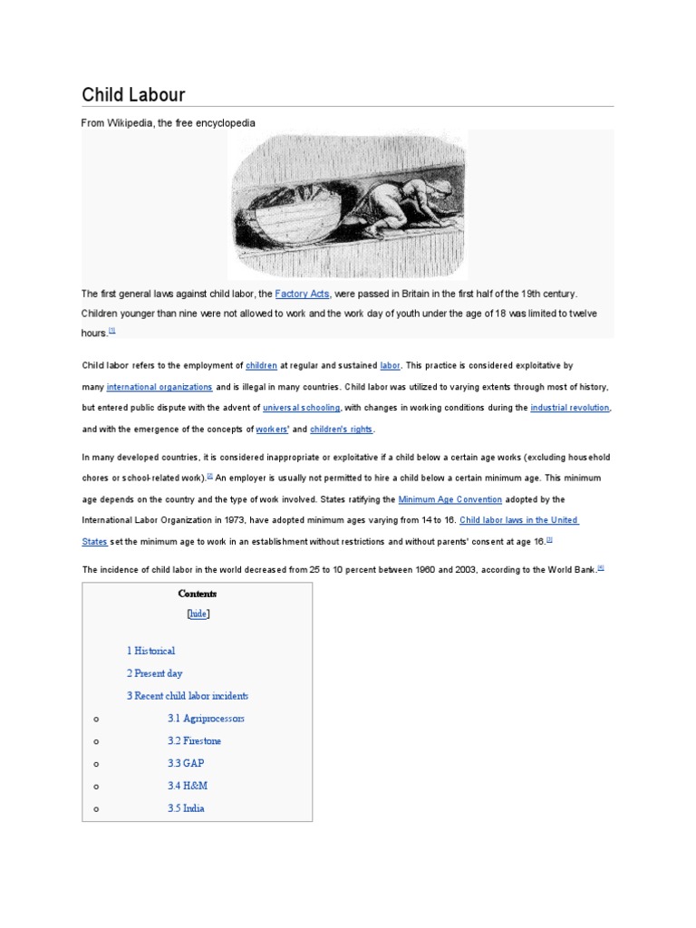 Child Labour: From Wikipedia, The Free Encyclopedia | PDF | Child ...
