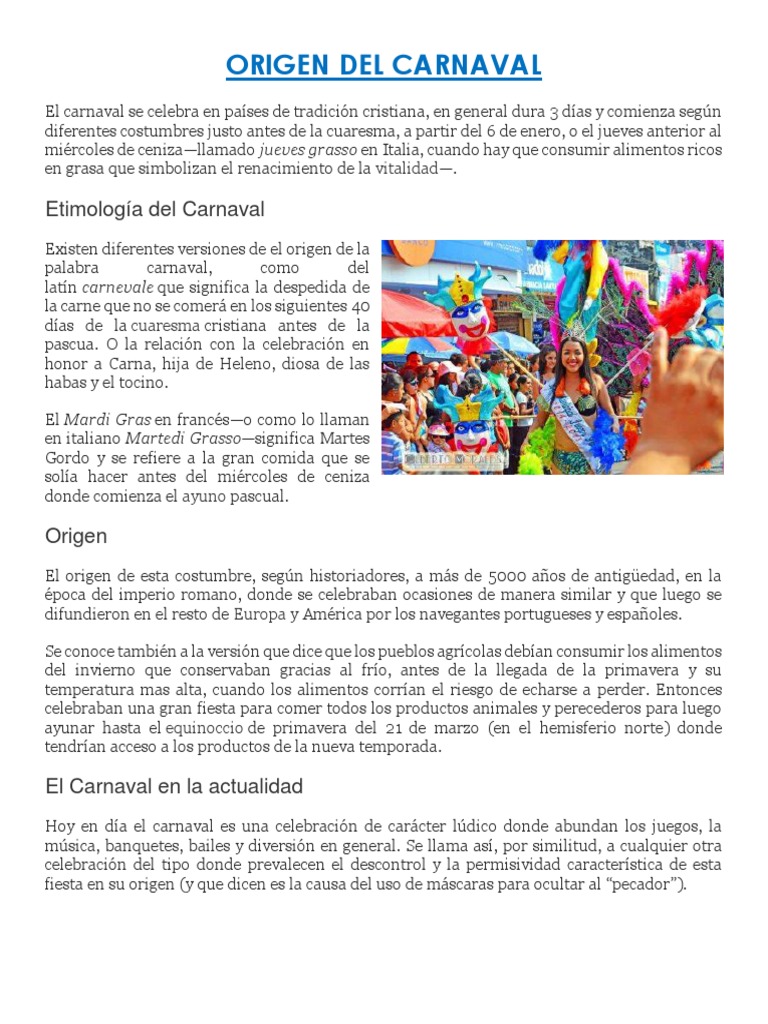 Origen Del Carnaval | PDF