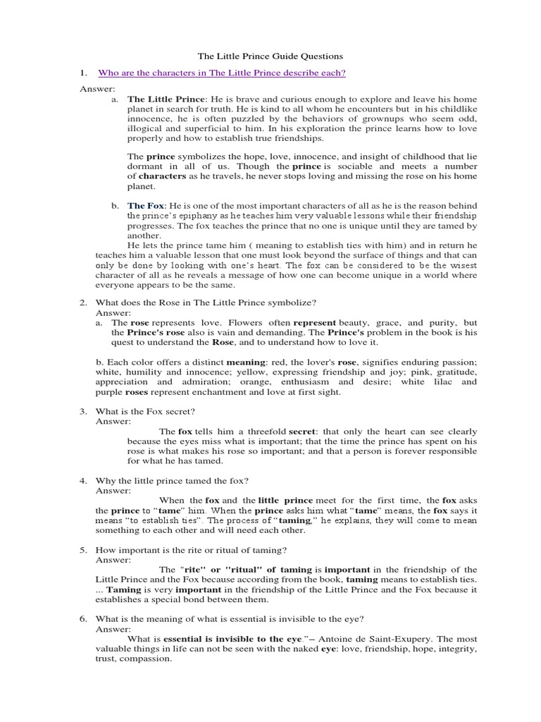 The Little Prince: Key Themes and Symbols | PDF | Primary Sources | The ...