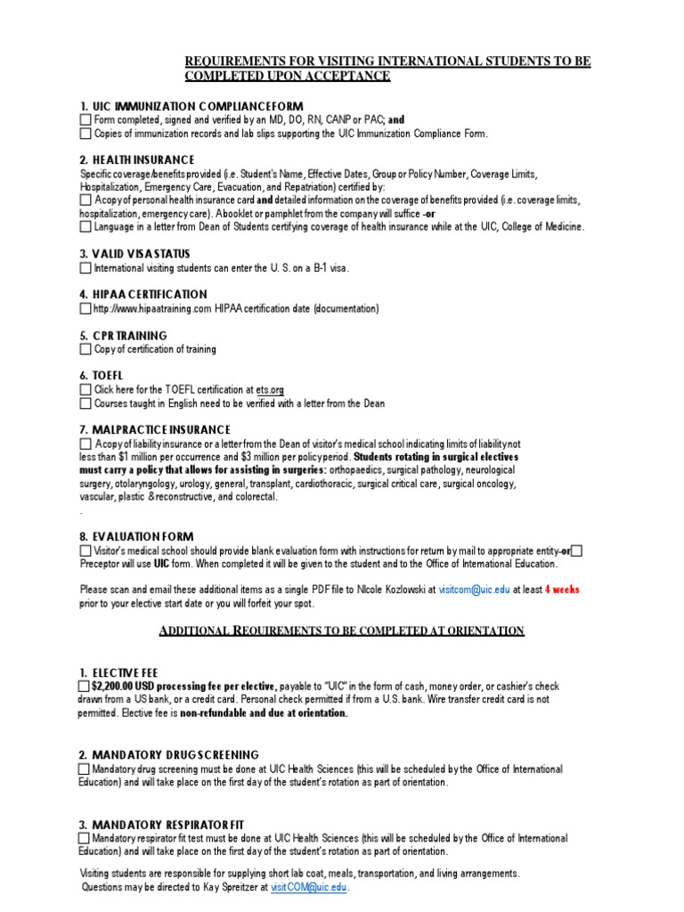 Checklist Final Required After Acceptance 07082019 | PDF | Medical ...