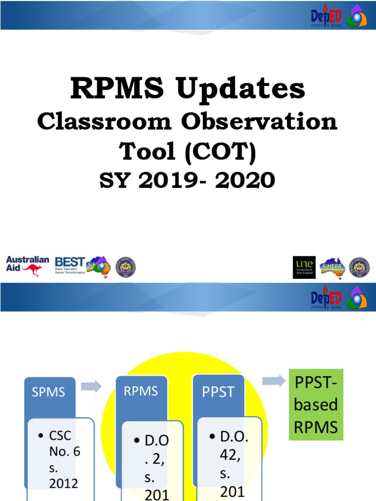 RPMS Updates & COT - Jho | PDF | Performance Appraisal | Teachers