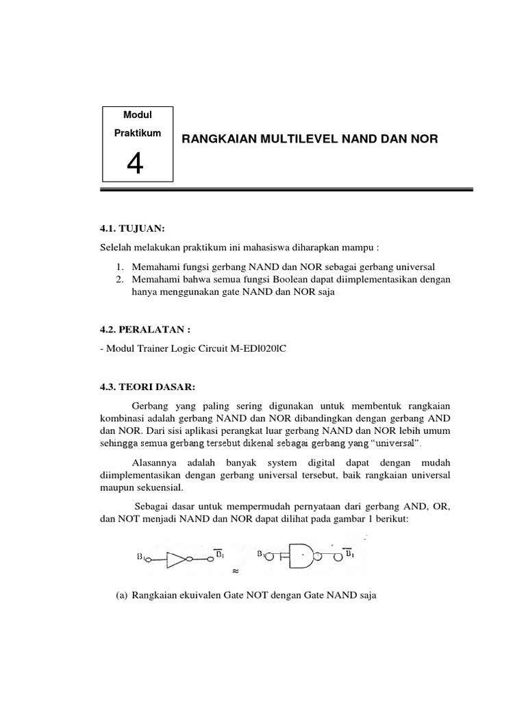 Percobaan 4 - Rangkaian Multilevel NAND Dan NOR | PDF
