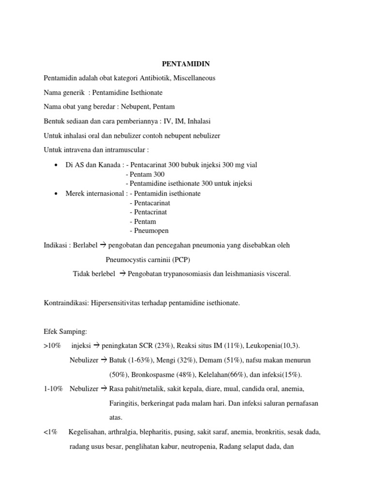 Informasi Pentamidin untuk Medis | PDF