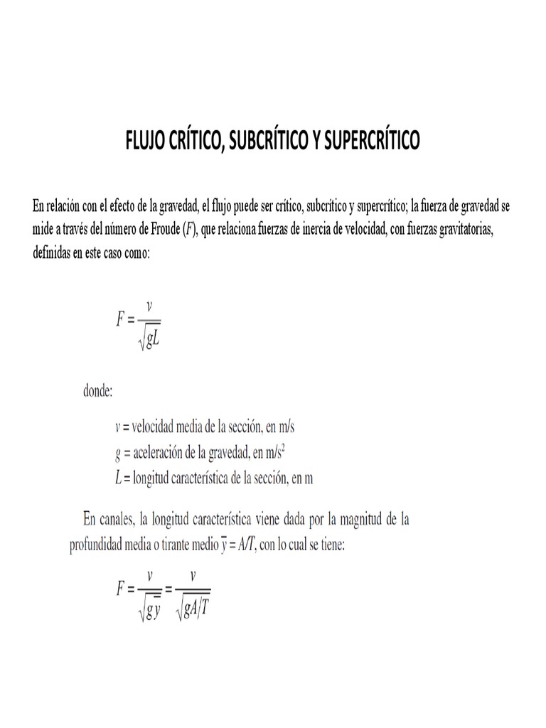 Flujo Critico, Subcritico y Supercritico | PDF | Gravedad | Ciencias ...