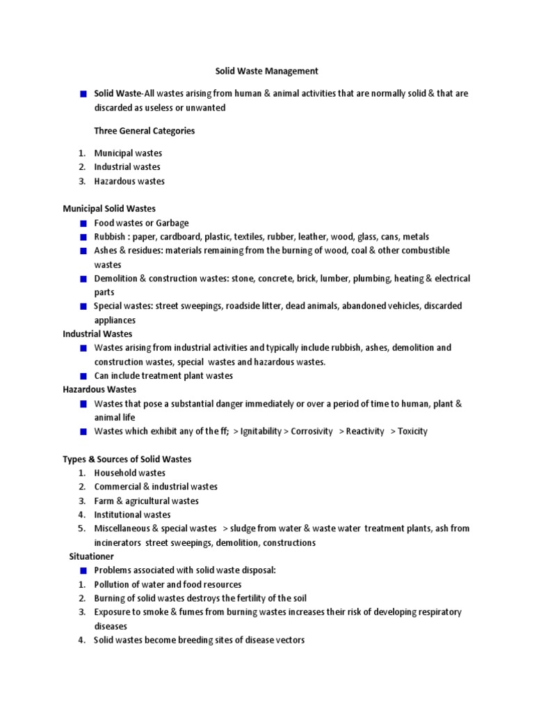 Solid Waste Handouts | PDF | Municipal Solid Waste | Waste Management