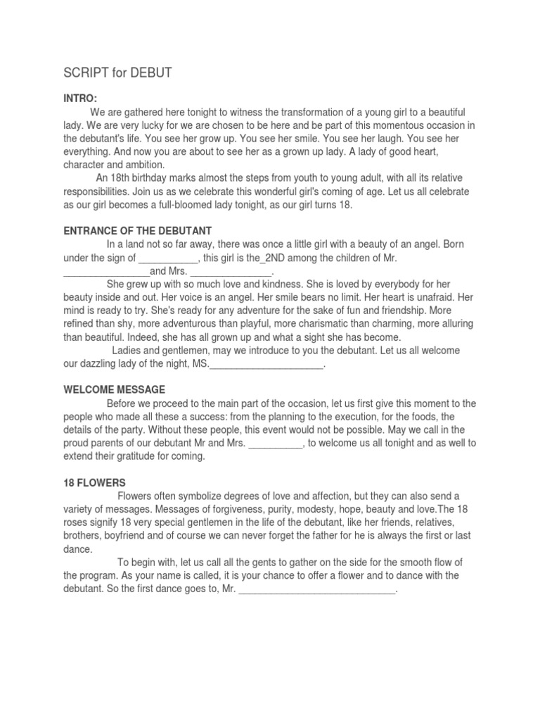 DEBUT Script | PDF | Love