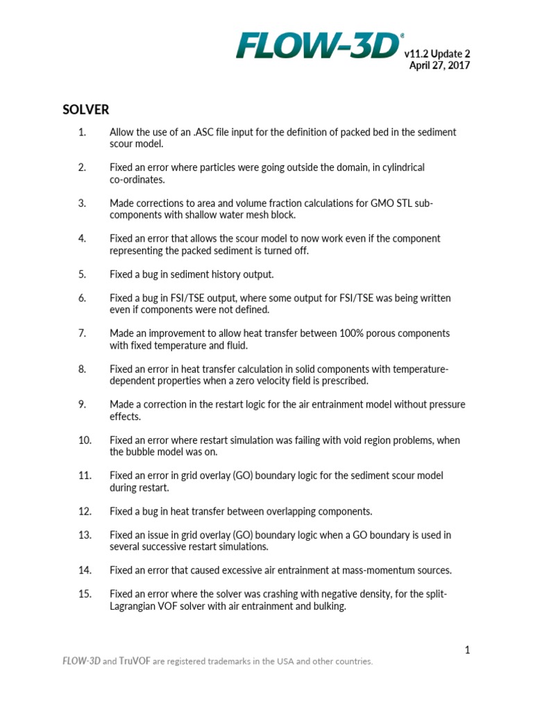 Updates FLOW 3D v11.2 Update2 | PDF | Graphical User Interfaces | Sediment