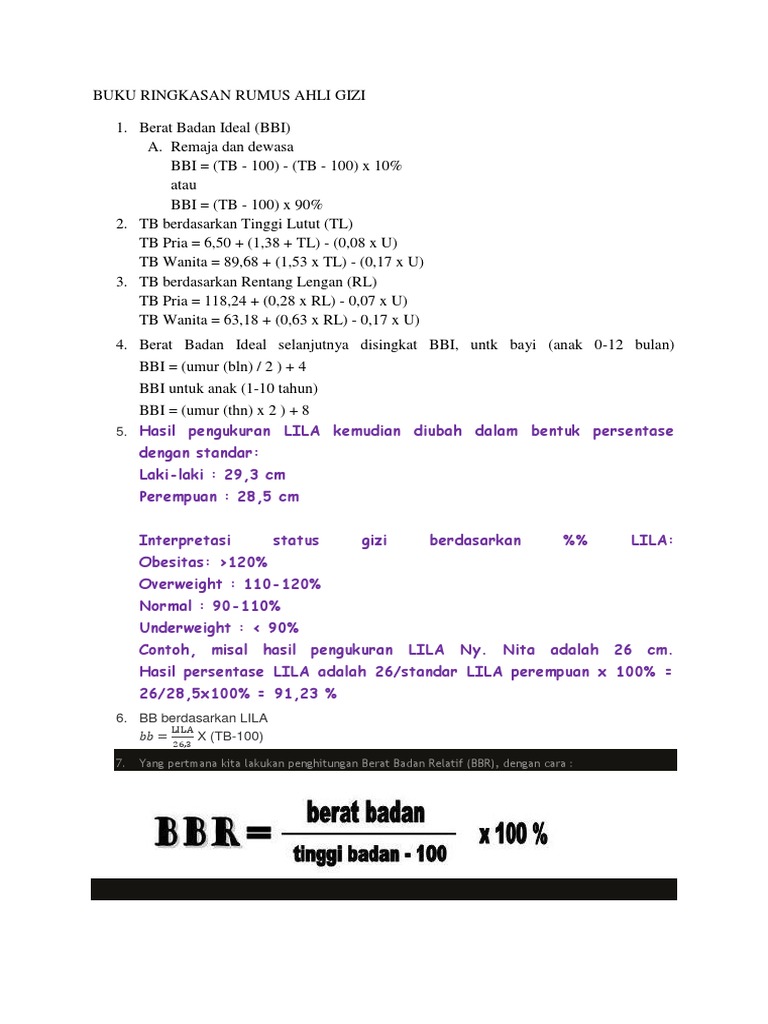 Buku Ringkasan Rumus Ahli Gizi | PDF