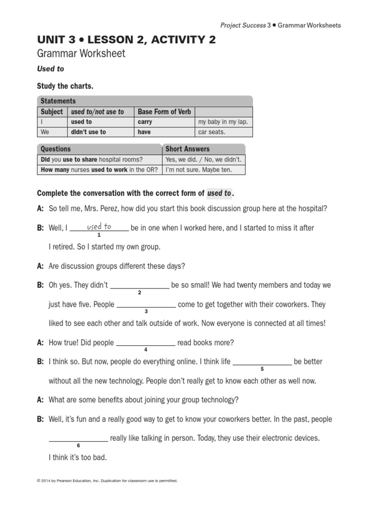 Unit 3 Lesson 02 Grammar Worksheet 2 PDF | PDF | Communication