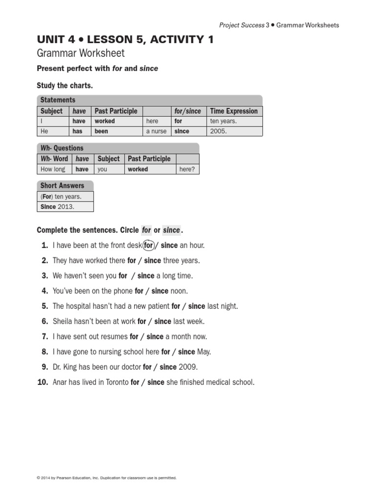 Unit 4 Lesson 05 Grammar Worksheet 1 PDF | PDF
