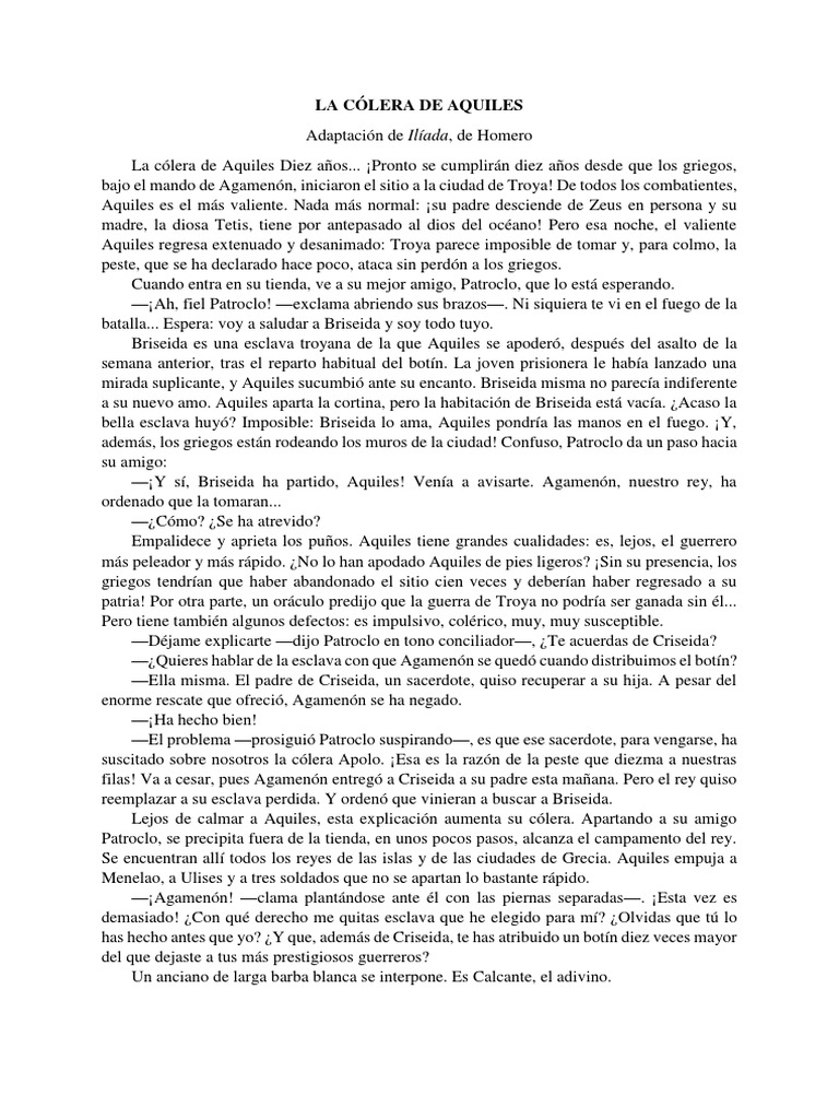 La Cólera de Aquiles | PDF | Aquiles | Héctor