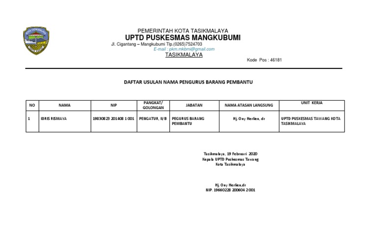 Usulan Pengurus Barang Pembantu | PDF