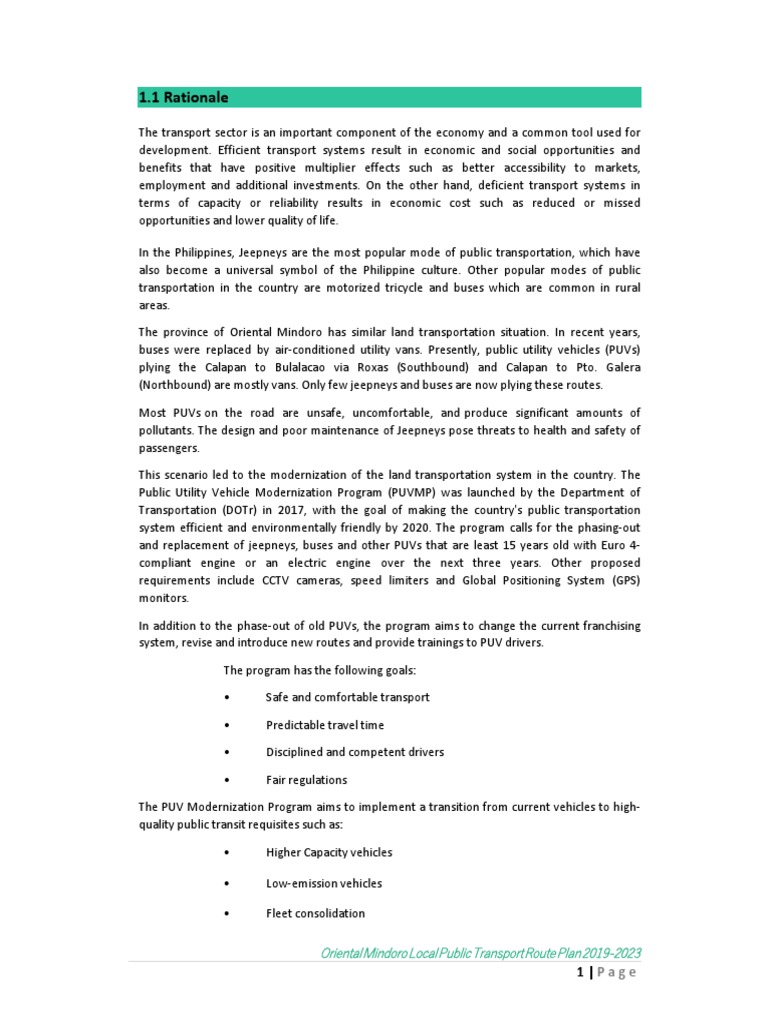 Oriental Mindoro Chapter 1-7 LPTRP Final | PDF | Transport | Economies