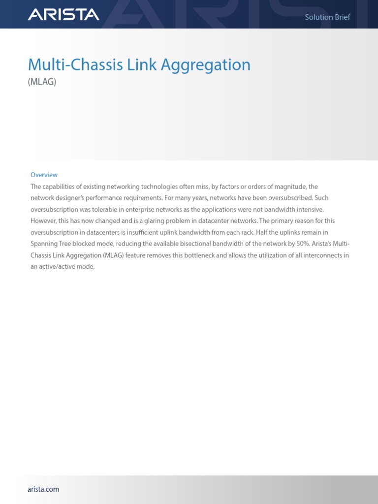 Arista Multi-Chassis Link Aggregation (MLAG v2) | PDF | Network Switch ...