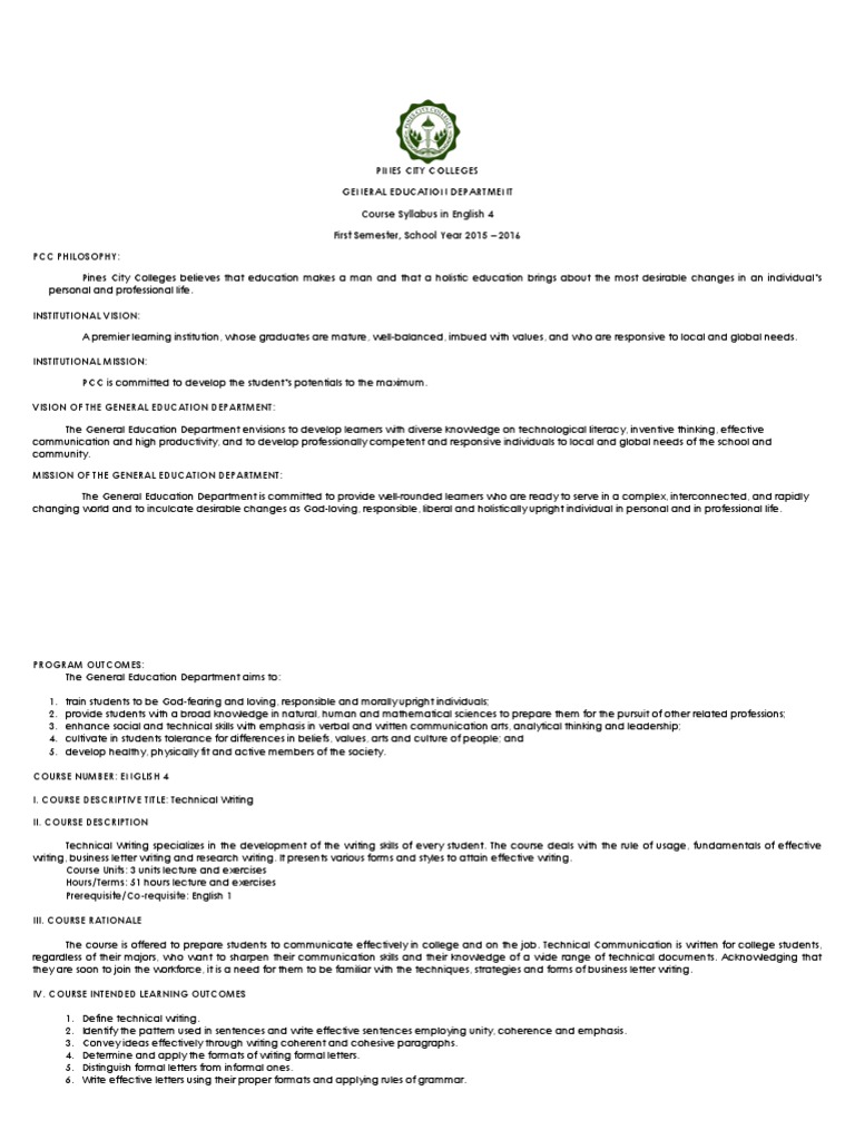 Syllabus Purposive Communication | PDF | Lecture | Curriculum