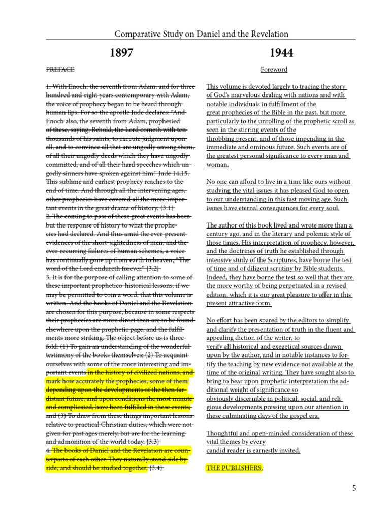 Daniel And The Revelation Comparison Study Chapter1 1897vs1944 Pdf