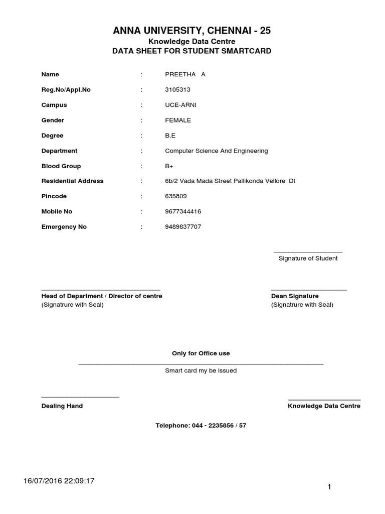 Smart Card Form PDF | PDF