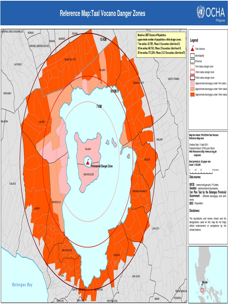 Taal Volcano Danger Zone Map | PDF | Geomatics | Philippines
