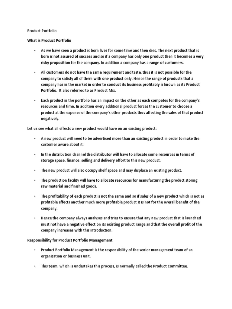 Product Portfolio | PDF | Investment Management | Profit (Economics)