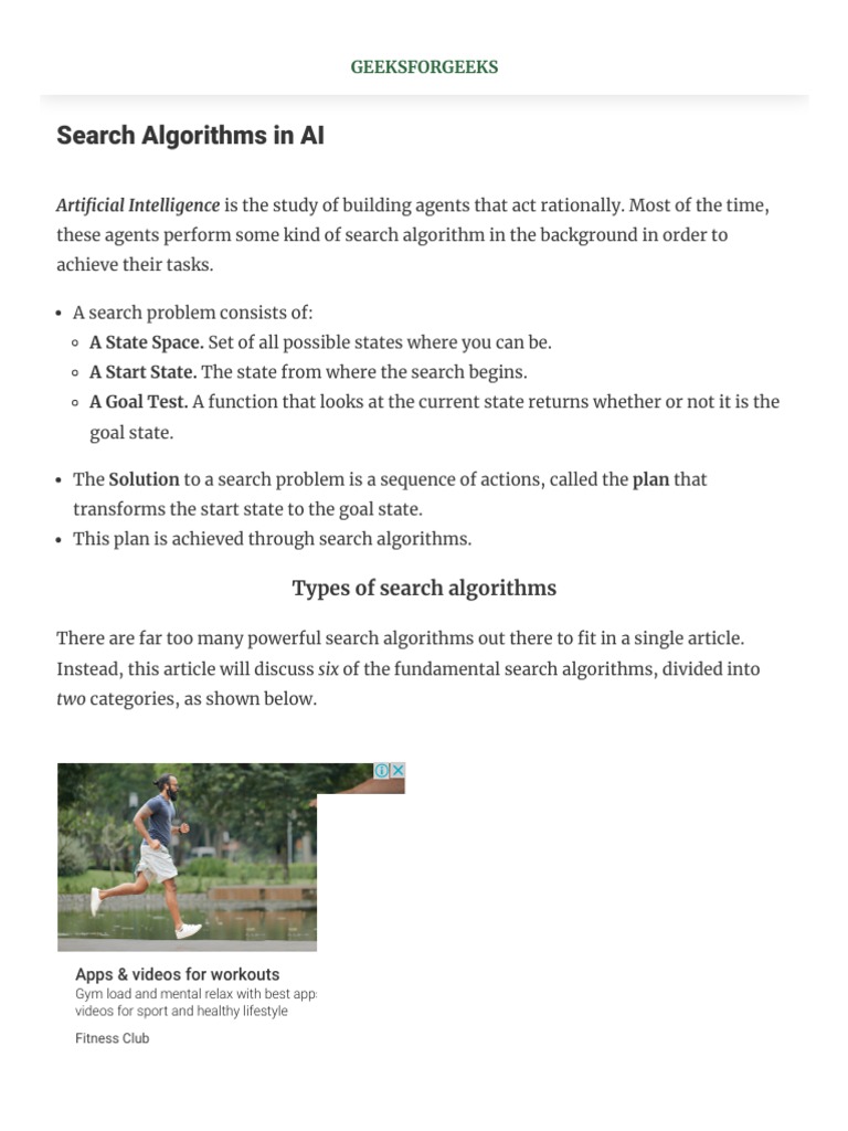 Search Algorithms in AI | Download Free PDF | Information Retrieval | Combinatorics