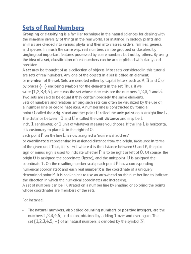 Classification of Real Number Sets | PDF | Numbers | Rational Number