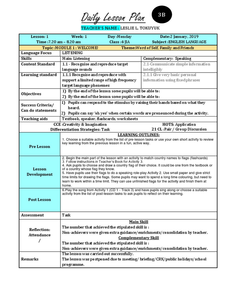 RPH Year 4 2020 | PDF | Lesson Plan | Learning